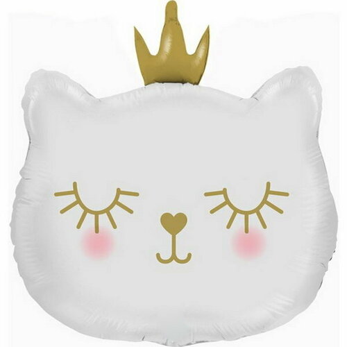 Шар фольгированный 14' "Котёнок-принцесса", мини-фигура, 1 шт, цвет белый, 5 шт.