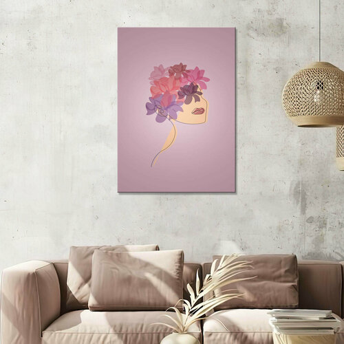 Картина/Картина на холсте/Картина на холсте для интерьера/ Картина на стену/ Картина в подарок для дома/ - Красивая девушка с розовыми цветами 30х40