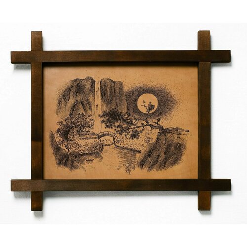 Картина BoomGift "Водопад", интерьерная, холст для украшения и декора на стену кухни гостиной детской комнаты спальни в деревянной рамке