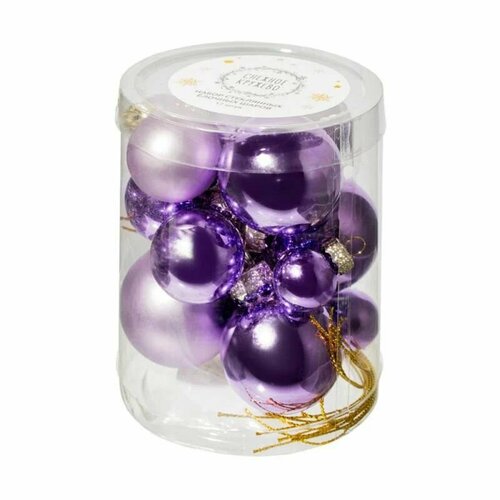 Набор стеклянных ёлочных игрушек шаров17 шт фиолетовые Новый год Подарок Сувенир Рождество
