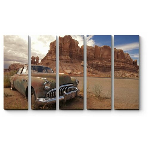 Модульная картина Винтажная машина в пустыне 120x72