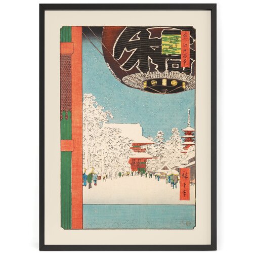 Постер на стену Японская гравюра Укие-э зимний пейзаж 1800х от Утагава Хиросигэ 50 x 40 см в тубусе