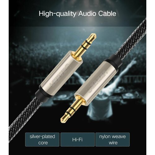 Кабель UGREEN AV125 (10604) 3.5mm Audio Cable Net Braid 2m - Gray