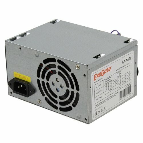 Блок питания ATX 400W ExeGate (ATX-AAA400), 12V@14A+14A, 8cm fan (ES259590RUS)