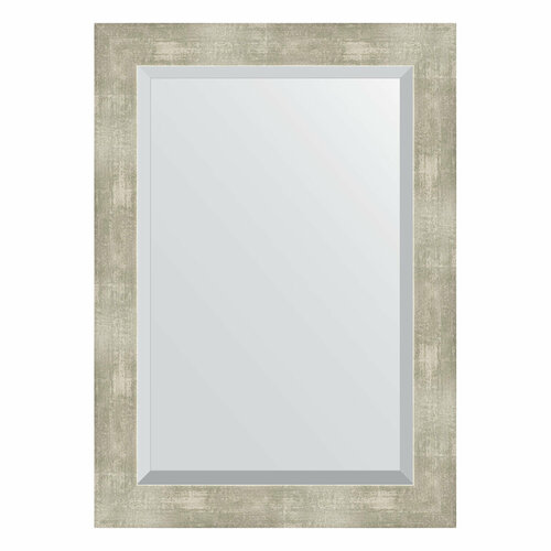 Зеркало настенное с фацетом EVOFORM в багетной раме алюминий, 51х71 см, для гостиной, прихожей, кабинета, спальни и ванной комнаты, BY 1129