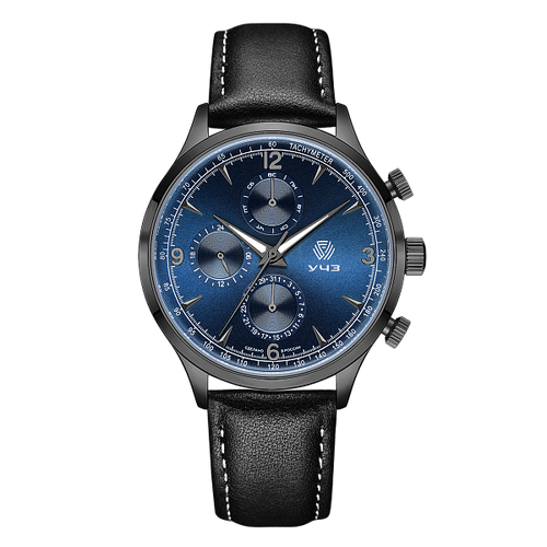 Наручные часы УЧЗ 3062L-4, черный, синий