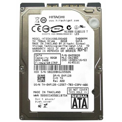 Жесткий диск Hitachi 42T1491 80Gb 5400 SATA 2,5" HDD