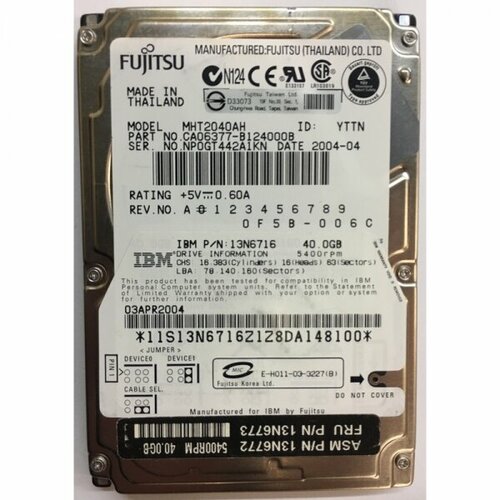 Жесткий диск Fujitsu CA06377-B134000B 40Gb 5400 IDE 2,5" HDD