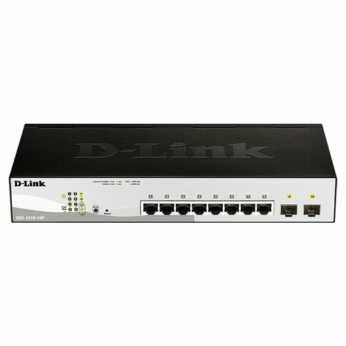 D-Link Сетевое оборудование DGS-1210-10P F3A Настраиваемый L2 коммутатор с 8 портами 10 100 1000Base-T и 2 портами 1000Base-X SFP 8 портов PoE