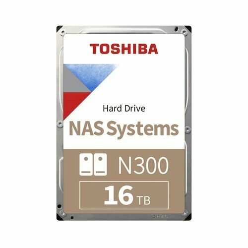 Жесткий диск Toshiba N300 HDWG31GUZSVA, 16ТБ, HDD, SATA III, 3.5", BULK