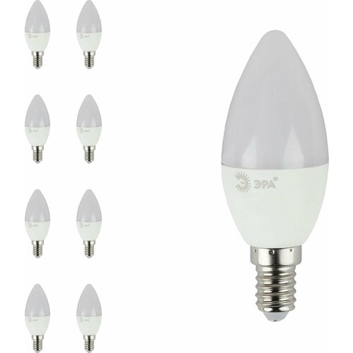 Светодиодная лампа ЭРА F-LED 9W эквивалент 55W 6000K 720Лм E14 свеча (комплект из 8 шт)