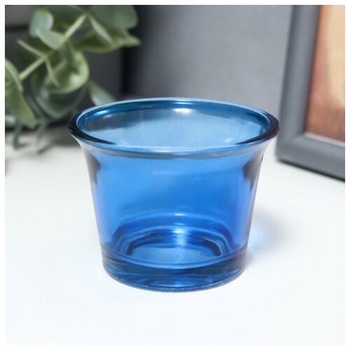 Подсвечник стекло на 1 свечу "Глянец" синий 4,7х6,2х6,2 см