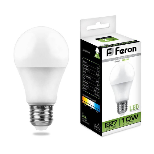 Лампа светодиодная Feron E27 10W 4000K Шар Матовая LB-92 25458 (10 шт.)