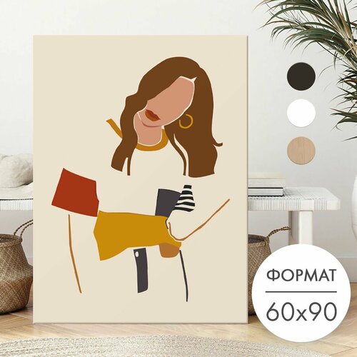 Плакат Постер 60х90 без рамки "Портрет девушки в стиле бохо" для интерьера