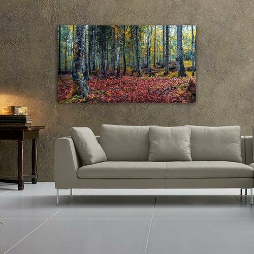 Картина на холсте 60x110 LinxOne "Осень осенние краски пейзаж" интерьерная для дома / на стену / на кухню / с подрамником