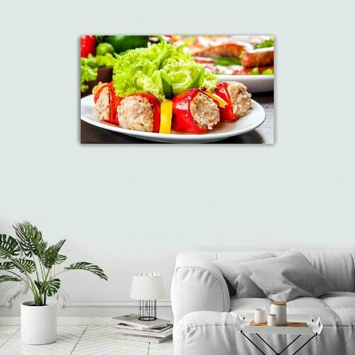 Картина на холсте 60x110 LinxOne "Фаршированный салат meat" интерьерная для дома / на стену / на кухню / с подрамником