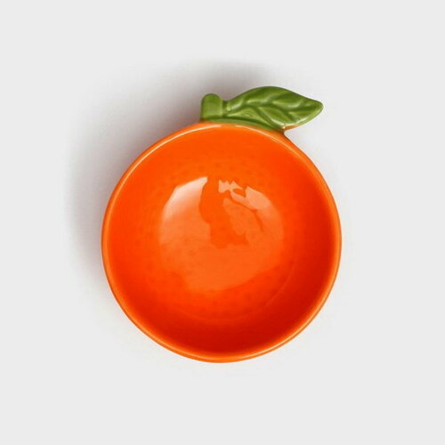 Тарелка керамическая "Апельсин", глубокая, оранжевая, 14 см, 1 сорт, Иран