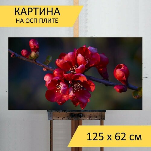 Картина на ОСП 125х62 см. "Цветы, весна, природа" горизонтальная, для интерьера, с креплениями