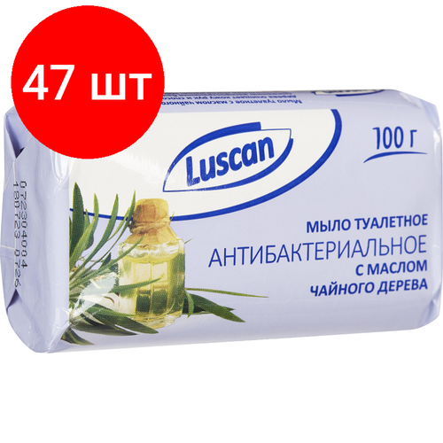 Комплект 47 штук, Мыло туалетное Luscan антибактериальное с маслом чайного дерева 100г