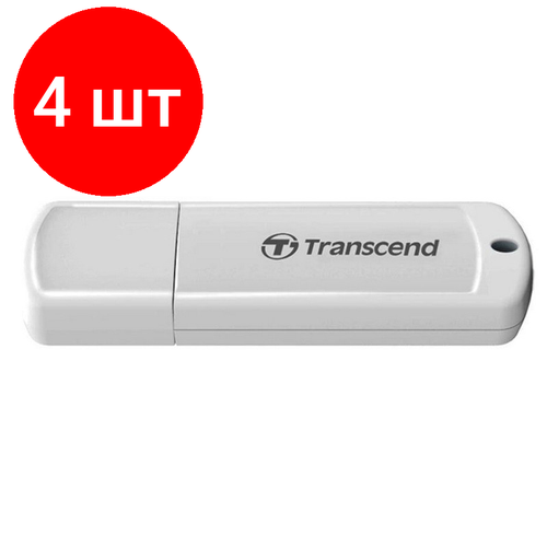Комплект 4 штук, Флеш-память Transcend JetFlash 370, 32Gb, USB 2.0, бел, TS32GJF370