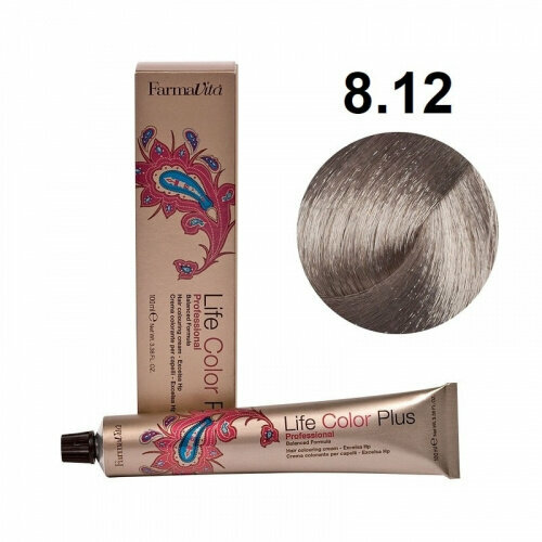 Крем-краска для волос Farmavita Life Color Plus 8.12 светлый блондин пепельно-перламутровый, 100 мл