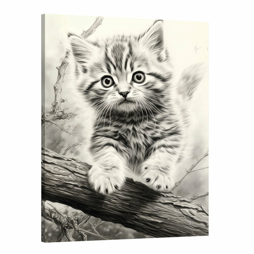Интерьерная картина 50х70 "Кот и его прыжок"