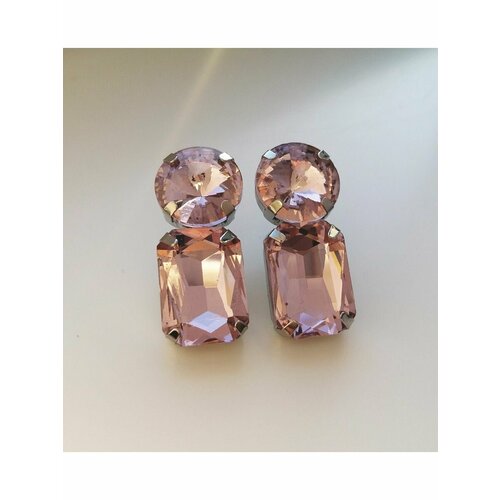 Серьги VERBA, кристалл, размер/диаметр 30 мм., розовый, серебряный