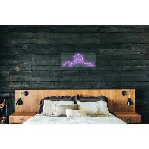 Неоновая вывеска, декоративный светильник горы 50х20 см / фиолетовый