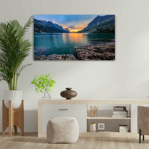 Картина на холсте 60x110 LinxOne "Небо облака сша пейзаж камни" интерьерная для дома / на стену / на кухню / с подрамником