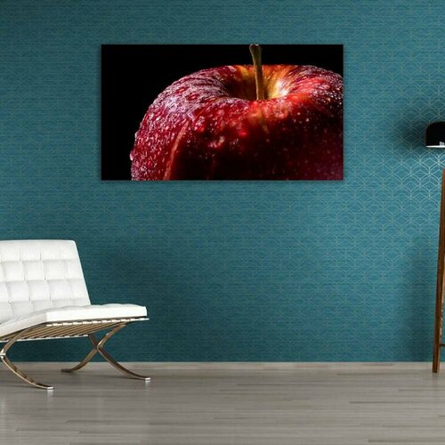 Картина на холсте 60x110 LinxOne "Красный капли яблоко" интерьерная для дома / на стену / на кухню / с подрамником
