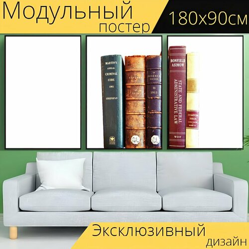 Модульный постер "Книги, читать, литература" 180 x 90 см. для интерьера