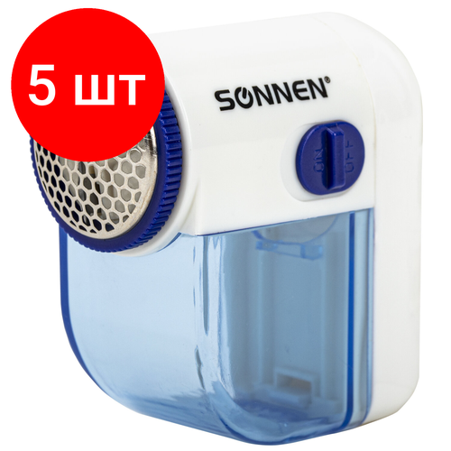 Комплект 5 шт, Машинка для удаления катышков миниклинер SONNEN FS-8808, белый/синий, 455464