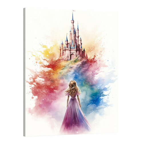 Интерьерная картина 50х70 "Принцесса и волшебный замок"