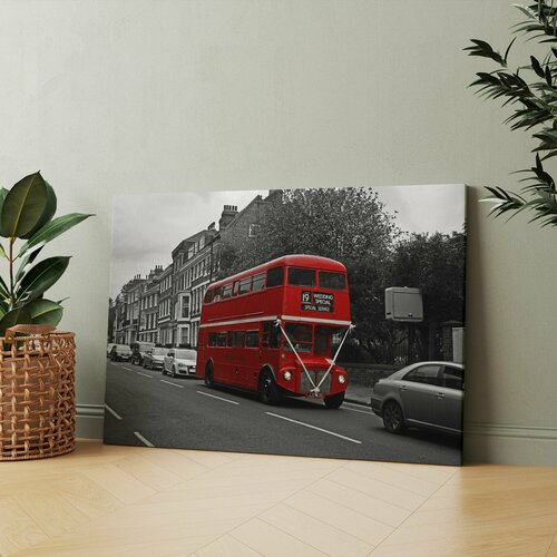Картина на холсте (лондонский автобус красный в дабл деккер англия двухэтажный) 20x30 см/для интерьера/в комнату/на стену/в подарок