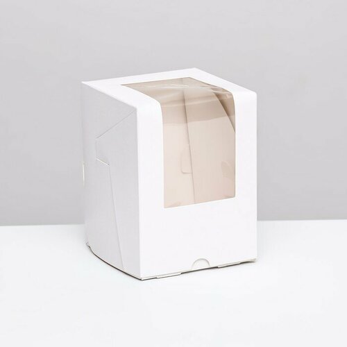Упаковка под один капкейк с окном, белая, 12,5 х 9,5 х 9,5 см (комплект из 25 шт)