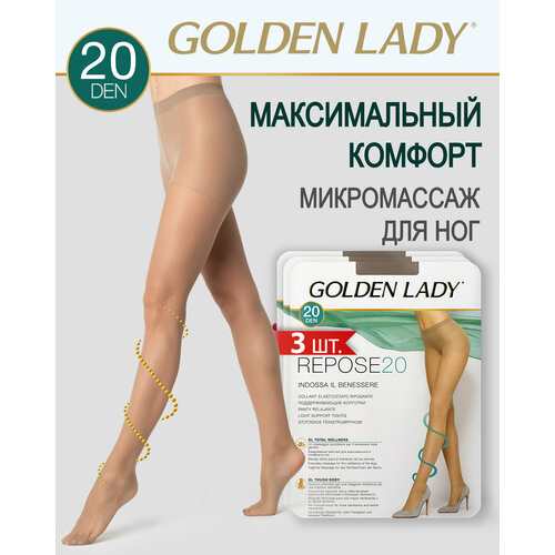 Колготки  Golden Lady, 20 den, 3 шт., размер 3, бежевый