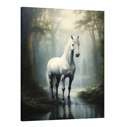 Интерьерная картина 50х70 "Белая лошадь"