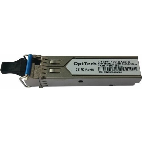 Трансивер модуль SFP, 155Mbps, WDM, TX/RX 1310/1550nm, SM, LC, 20km