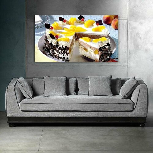 Картина на холсте 60x110 LinxOne "Сладости персик пища дольки" интерьерная для дома / на стену / на кухню / с подрамником