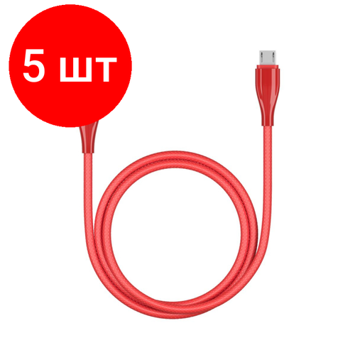 Комплект 5 штук, Кабель Deppa Ceramic USB - micro USB, 1м, красный