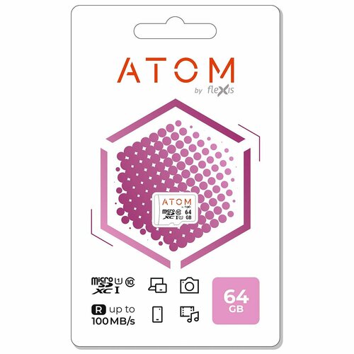 Карта памяти MicroSD Atom microSDHC 64GB UHS-1 U1 (AMSDU1/64GB)