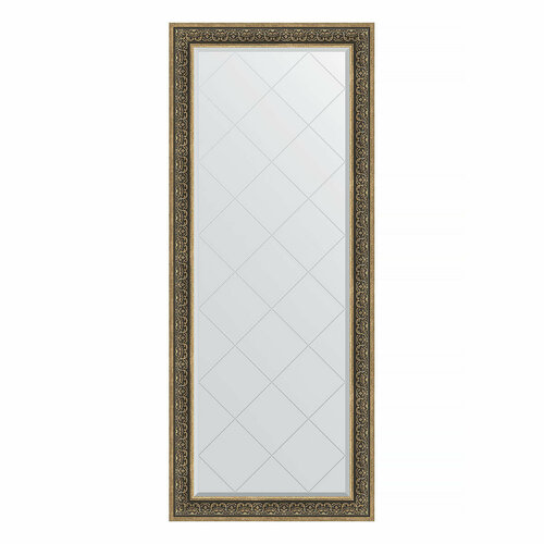 Зеркало напольное Evoform Exclusive-G Floor 840x2040 BY 6332 с гравировкой в багетной раме - вензель серебряный 101 mm