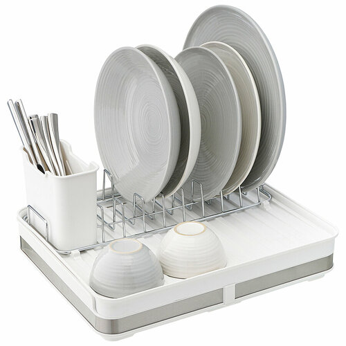 Сушилка для посуды тарелок и столовых приборов Atle раздвижная большая, белая Smart Solutions, SS000013