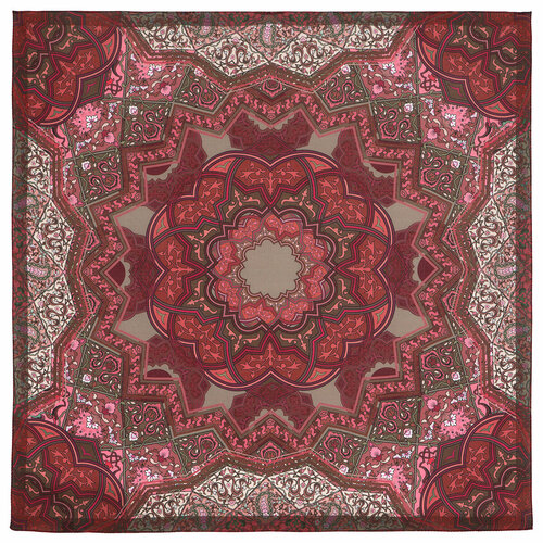 Платок Павловопосадская платочная мануфактура,80х80 см, розовый, бордовый