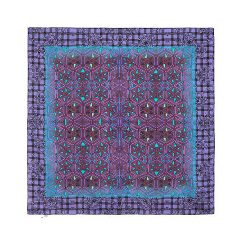 Платок Павловопосадская платочная мануфактура,80х80 см, синий, бирюзовый