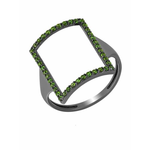 Перстень UVI, серебро, 925 проба, размер 18, черный, зеленый
