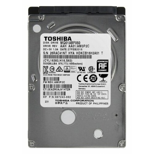 Жесткий диск Toshiba HDKCB16H2A01 500Gb 5400 SATA 2,5" HDD