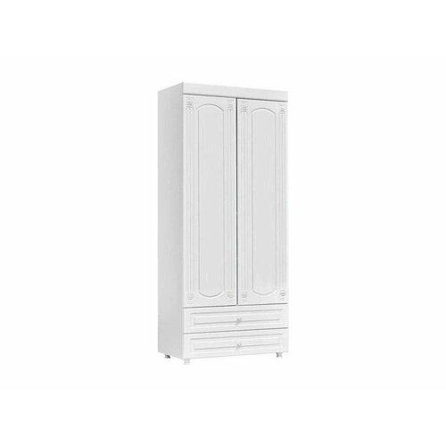 Шкаф 2-х дверный с ящиками (гл.410) Афина АФ-44 белое дерево (Белый)