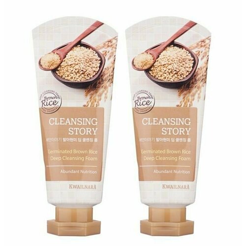 Welcos Kwailnara Пенка для лица с бурым рисом Cleansing Story Foam Cleansing, Germinated Brown Rice, 120 гр, 2 шт