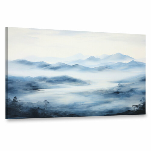 Интерьерная картина 100х60 "Утренний пейзаж с туманом"